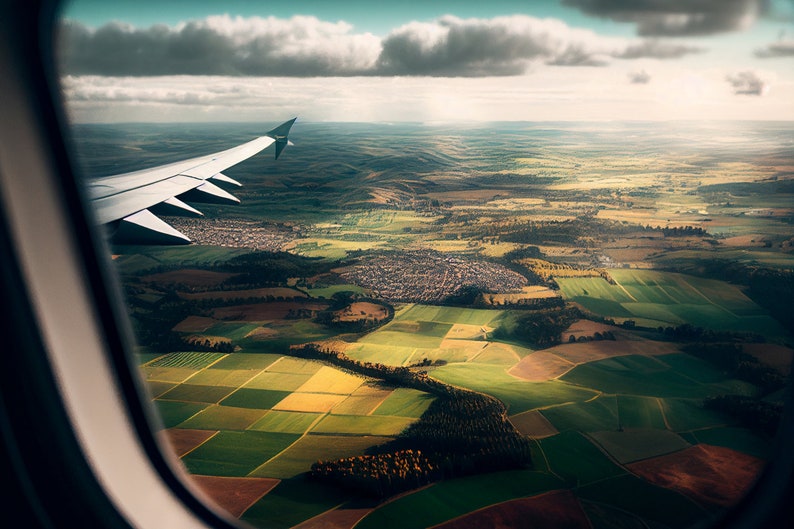 Plane Window Digital Art Sky High Views: Aerial Landscape From a Plane ...