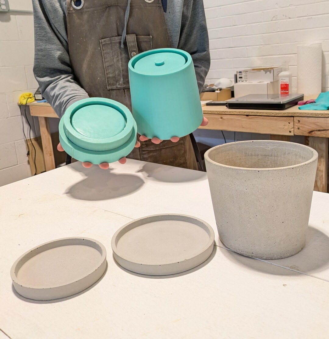 Silicone Mold Set for Tapered 5.5" Tall Concrete Planter With Two ...