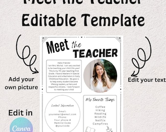 Meet the Teacher Classroom Printable Template, Teacher Intro, Retro ...