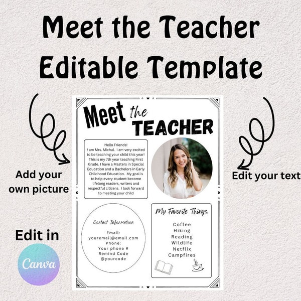 Meet the Teacher Simple Template - Etsy
