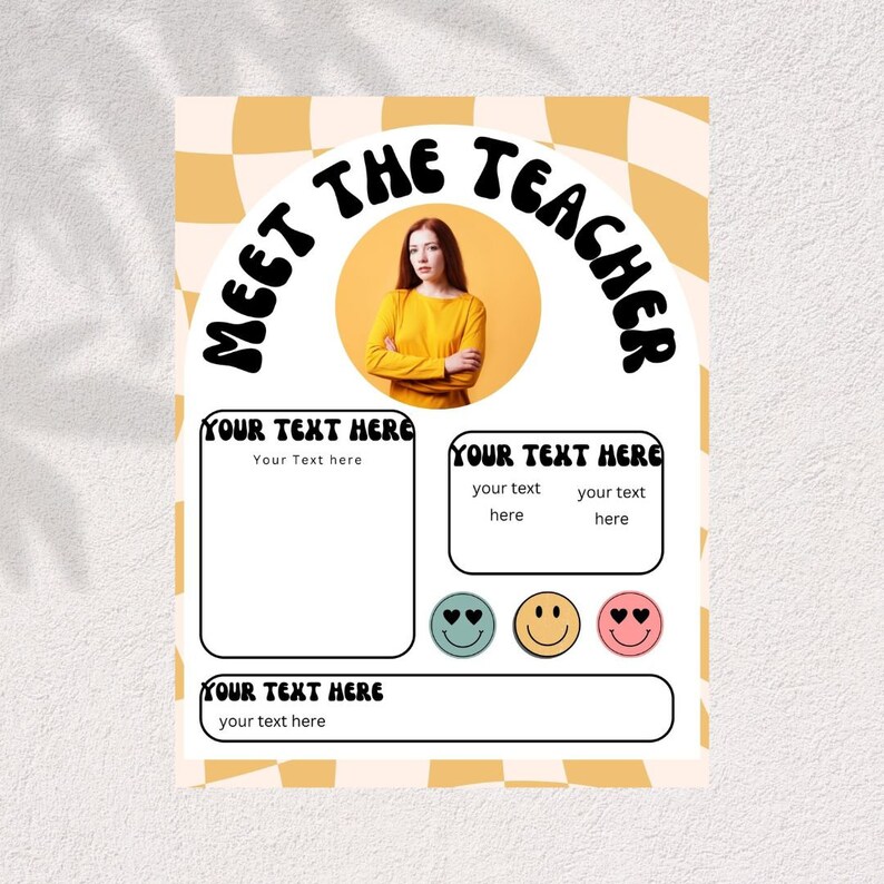 Meet the Teacher Classroom Printable Template, Retro Smile, Retro ...
