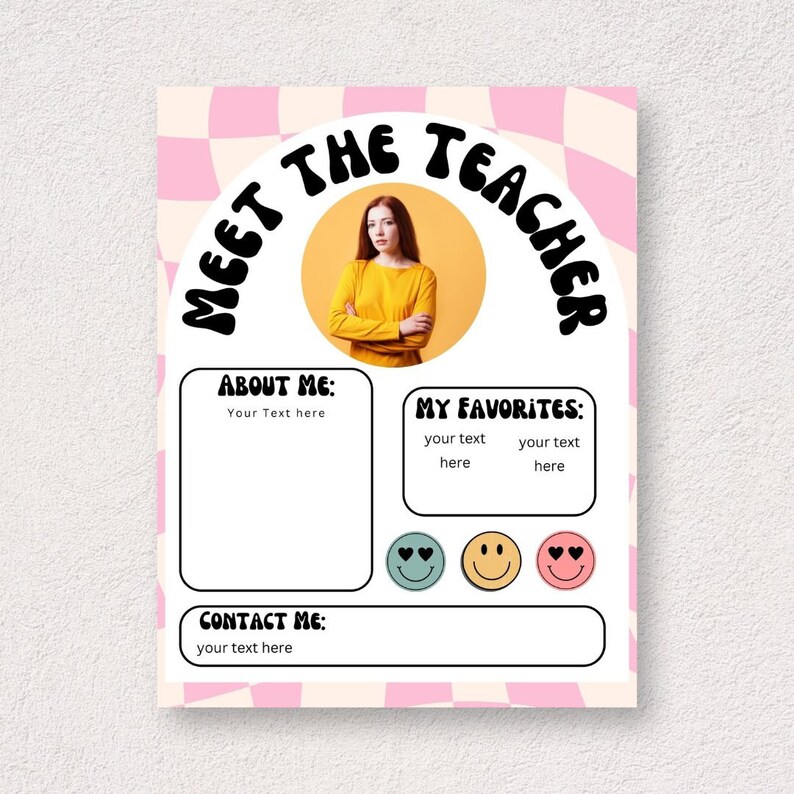 Meet the Teacher Classroom Printable Template, Retro Smile, Retro ...