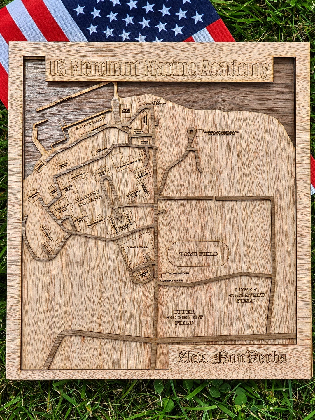 US Merchant Marine Academy Layered Map Engraving - Etsy