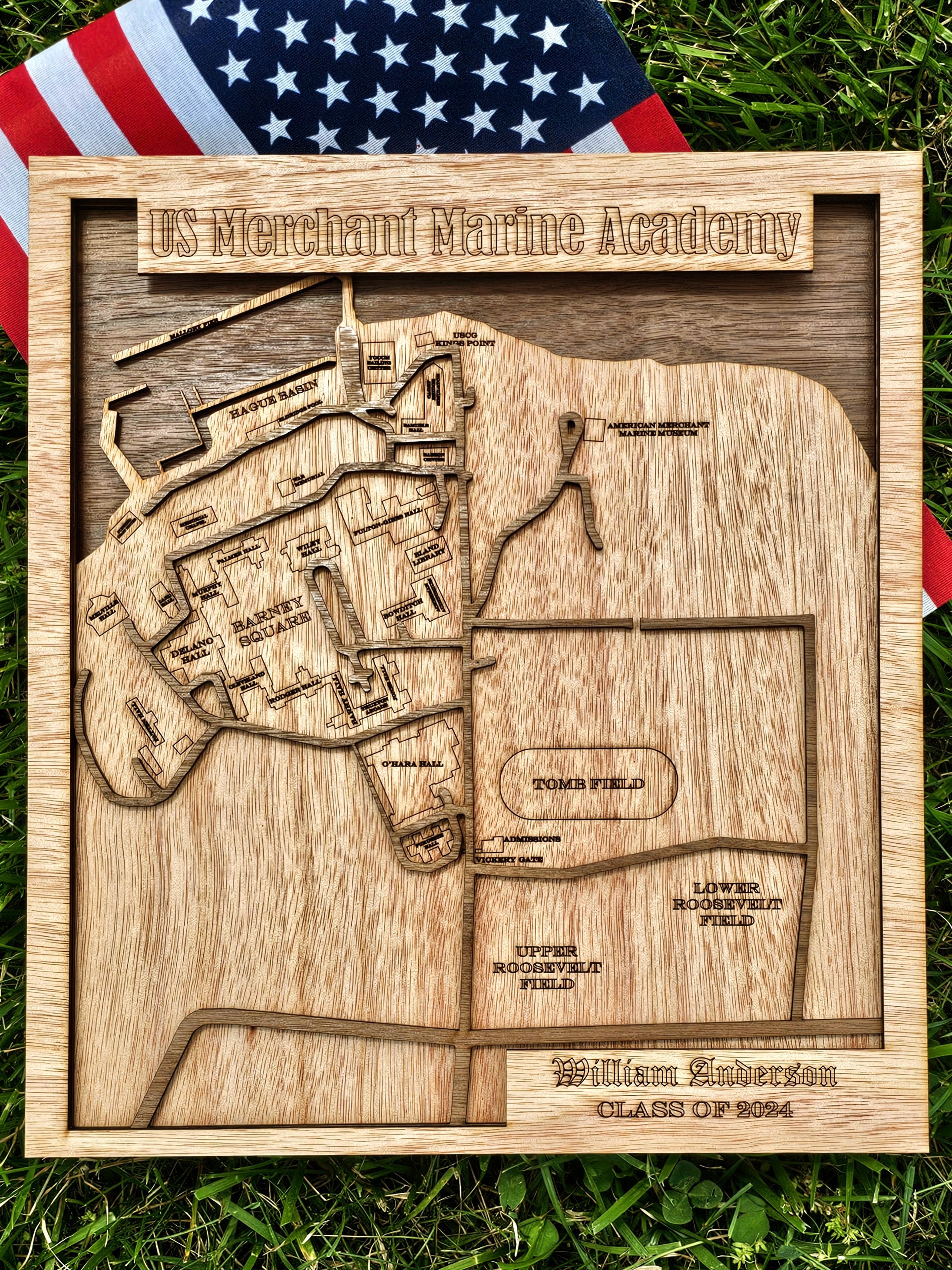 US Merchant Marine Academy Layered Map Engraving - Etsy