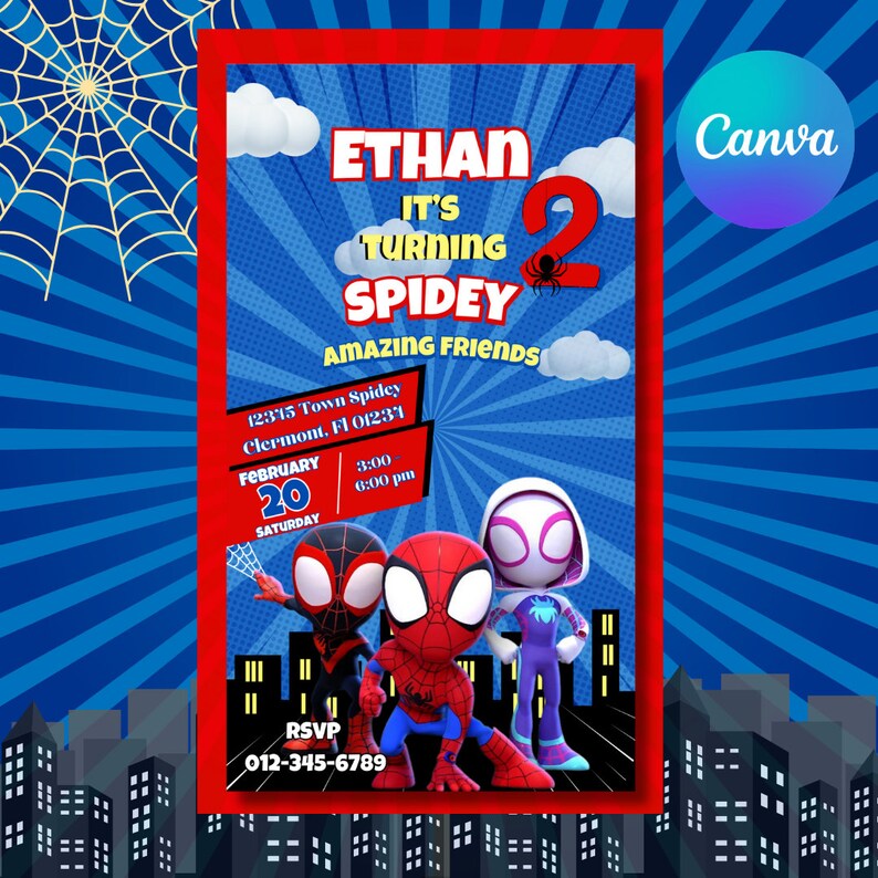 Spidey Amazing Friends, Birthday Invitation Template, Adventure With ...