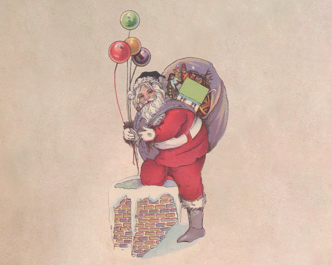 Vintage Printable Santa Roof, Christmas Holiday Clip Art, JPG, PNG ...