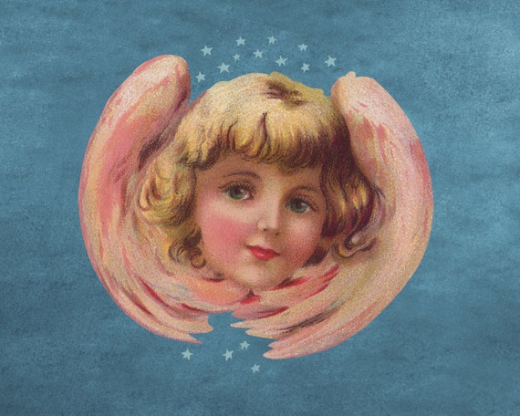 Vintage Angel Faces Clipart