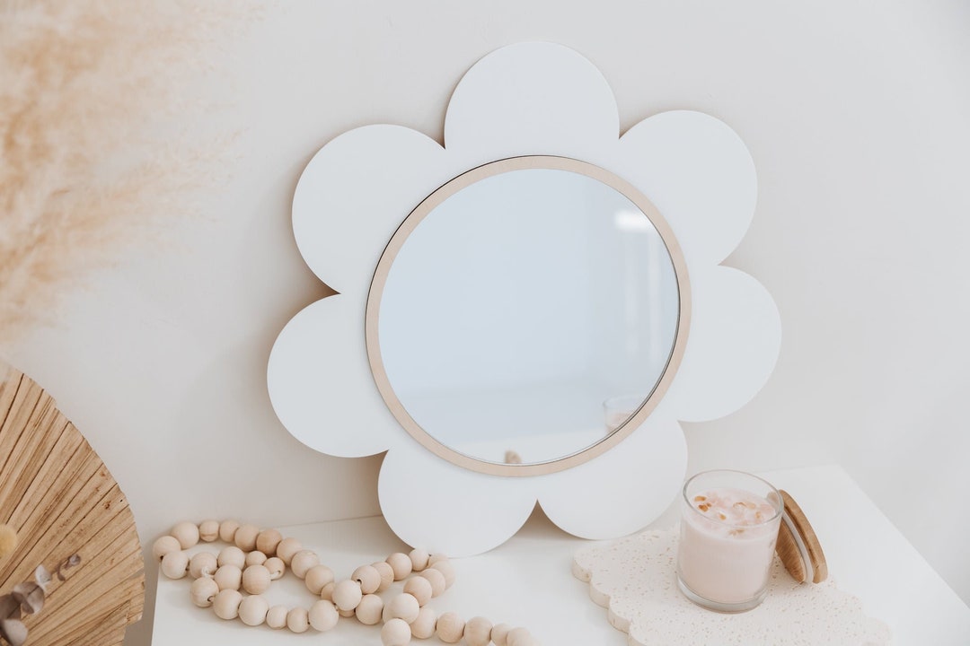 Daisy Flower Shaped Mirror 45cm Large Size, Kids Room Decor ...