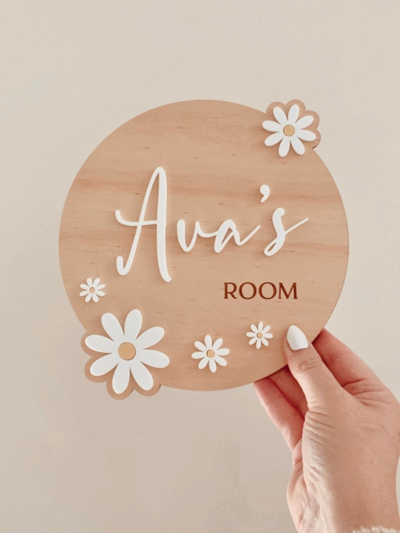 Daisy Name Plaque - 20cm Acrylic Name, Kids Bedroom Name Plaque, Great ...