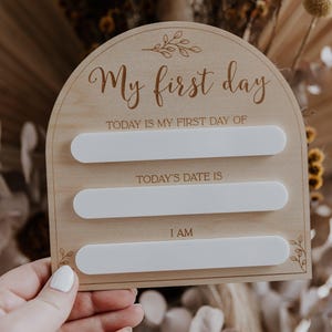 First Day Milestone Board Leaves Design, Back to School, My First Day ...