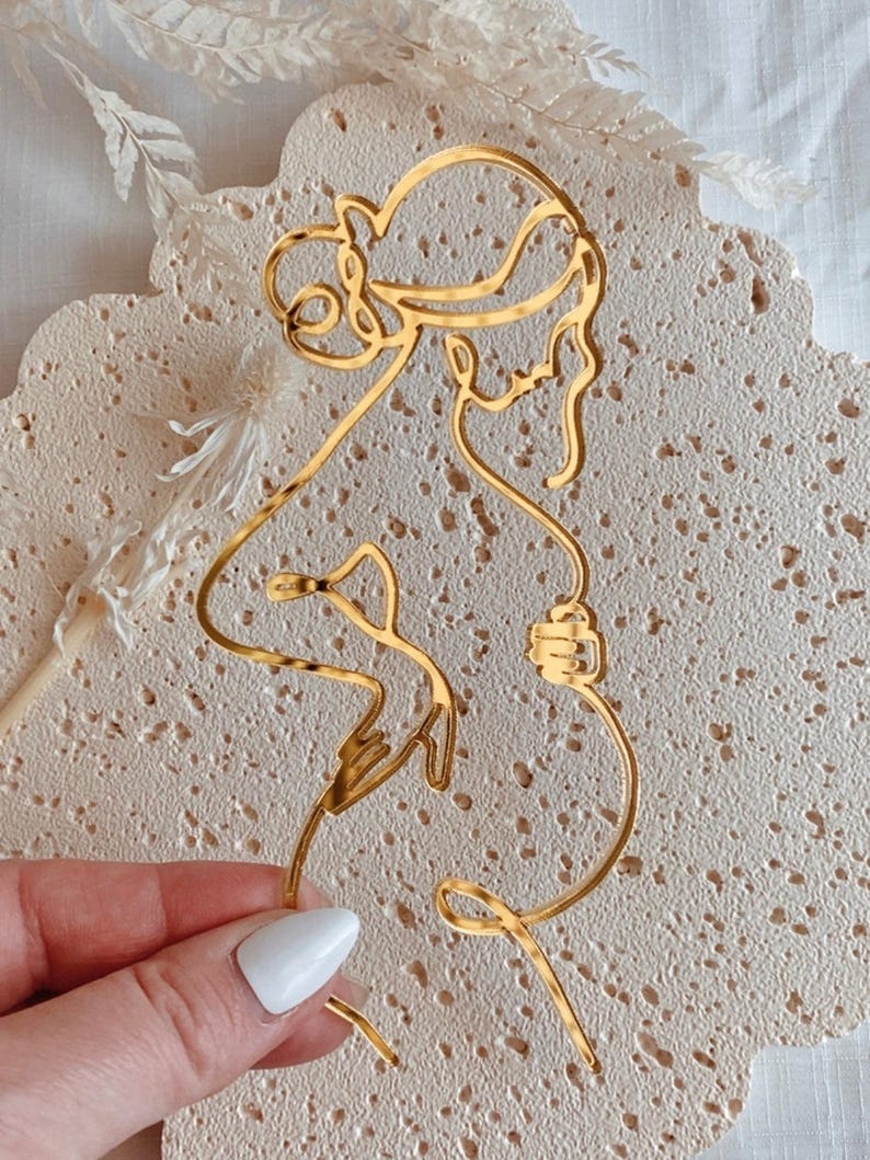 2 Designs Baby Shower Pregnant Cake Charms, Cake Topper Pregnant Woman ...