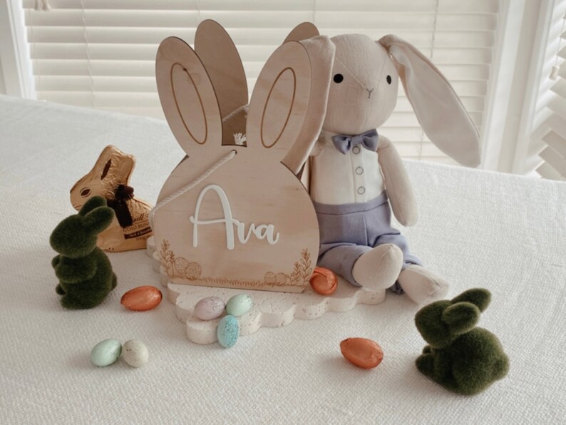 Easter Bunny Shaped Basket With Name Personalisation, Kids Easter Crate ...