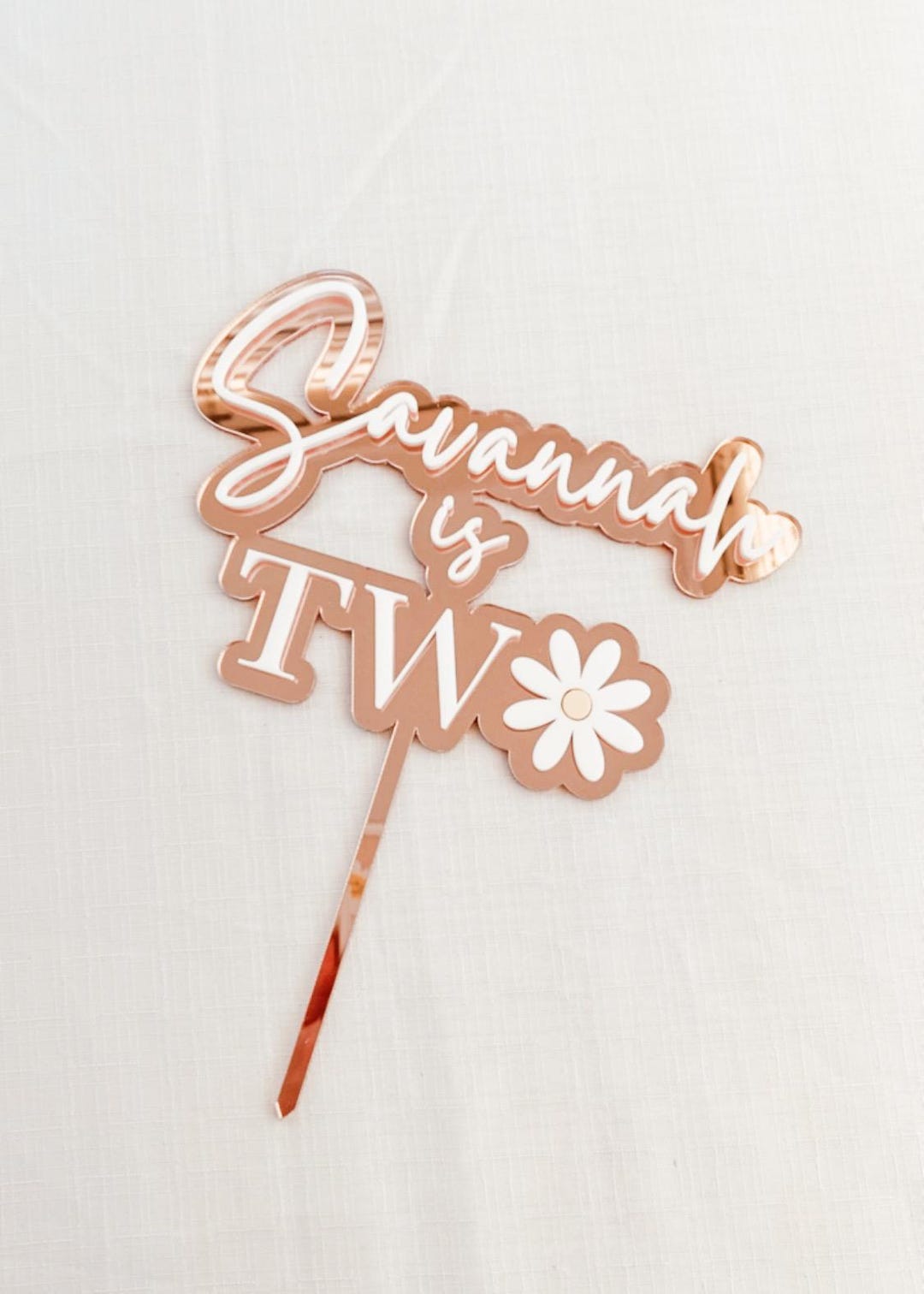 Personalized Daisy TWO Acrylic Birthday Cake Topper, Kids Second 2nd ...