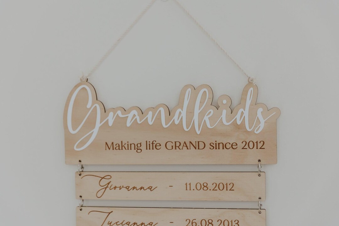 Grandkids Wall Hanging, Grandparent Gift, Grandchildren Birthday Wall ...
