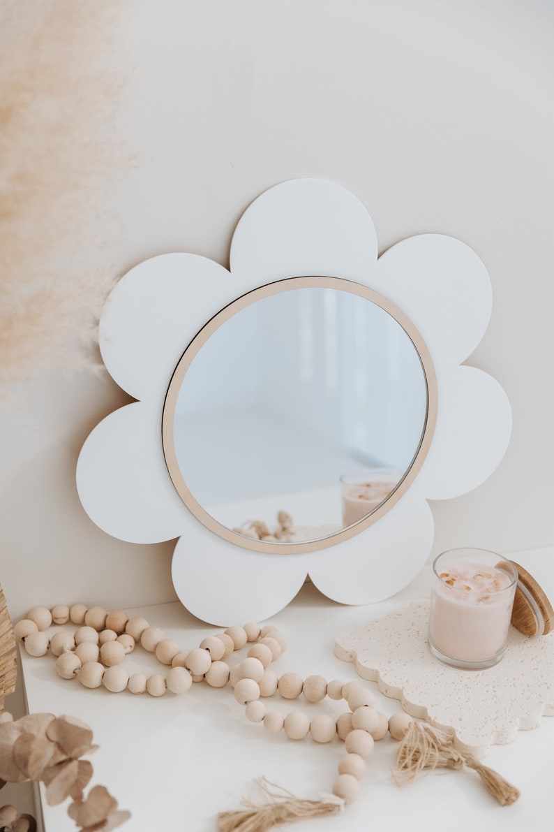 Daisy Flower Shaped Mirror 45cm Large Size, Kids Room Decor ...