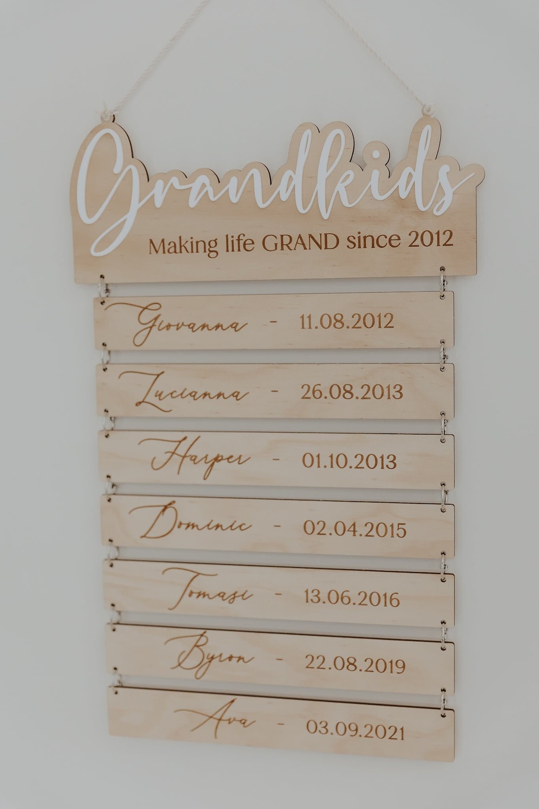 Grandkids Wall Hanging Grandparent Gift, Grandchildren Birthday Wall ...
