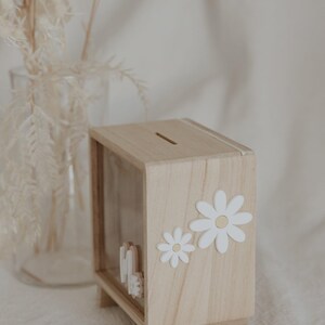 Money Box Piggy Bank Personalised - Daisy, Wooden Kids Money Box ...