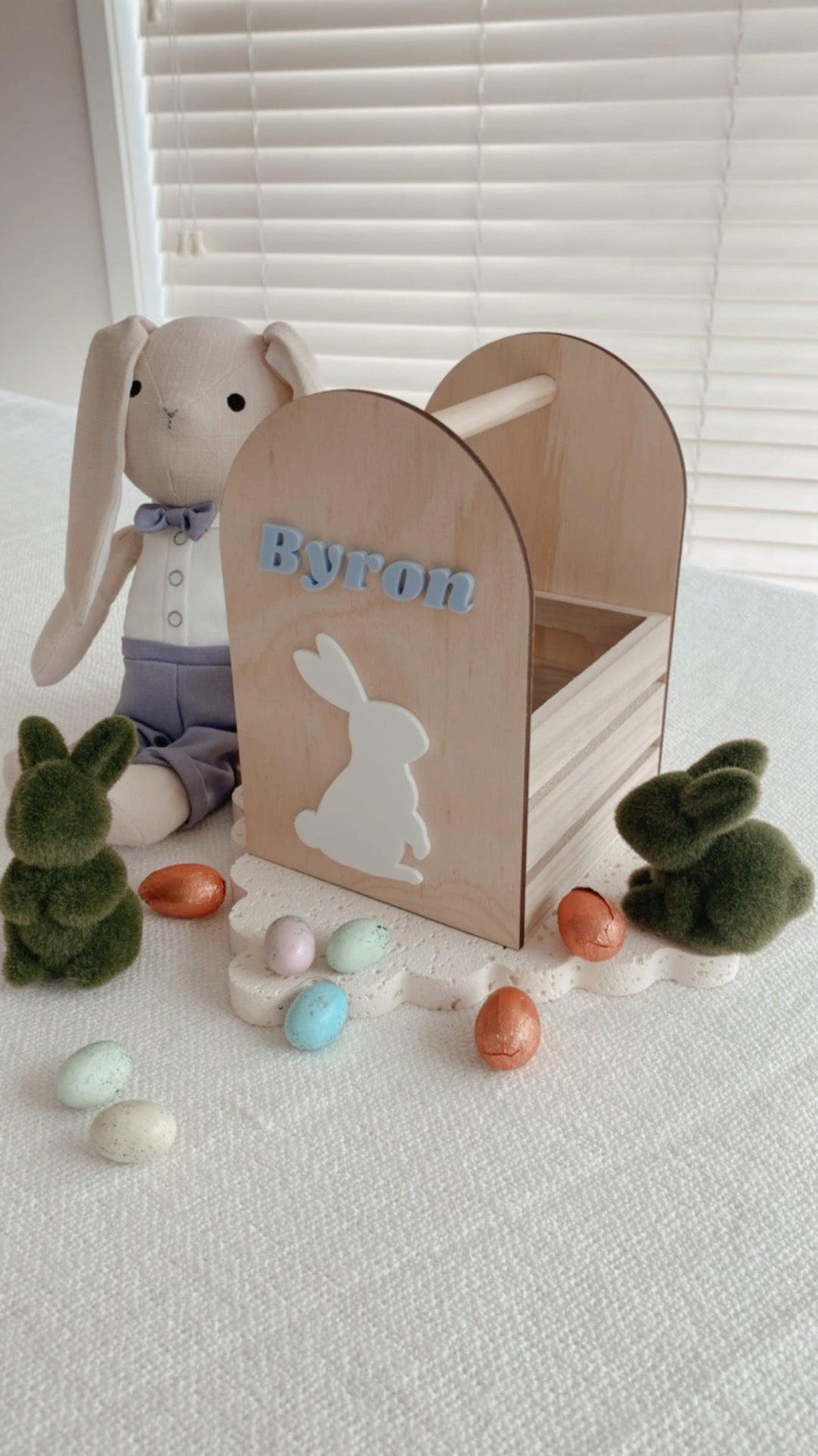 Easter Arch Basket With Name Personalisation, Kids Easter Crate, Wooden ...