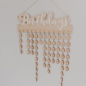Birthday Calendar Wall Hanging - Pine and Acrylic, Birthdays, Wooden ...
