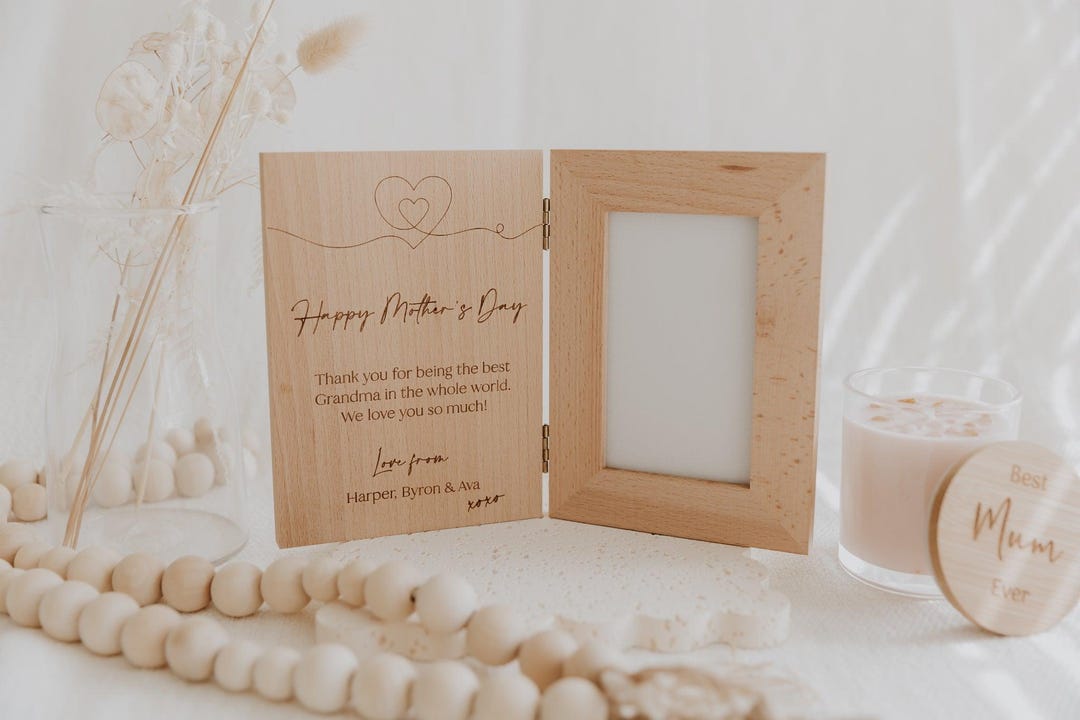 Happy Mother's Day Book Style Folding Photo Frame Personalised Hearts ...