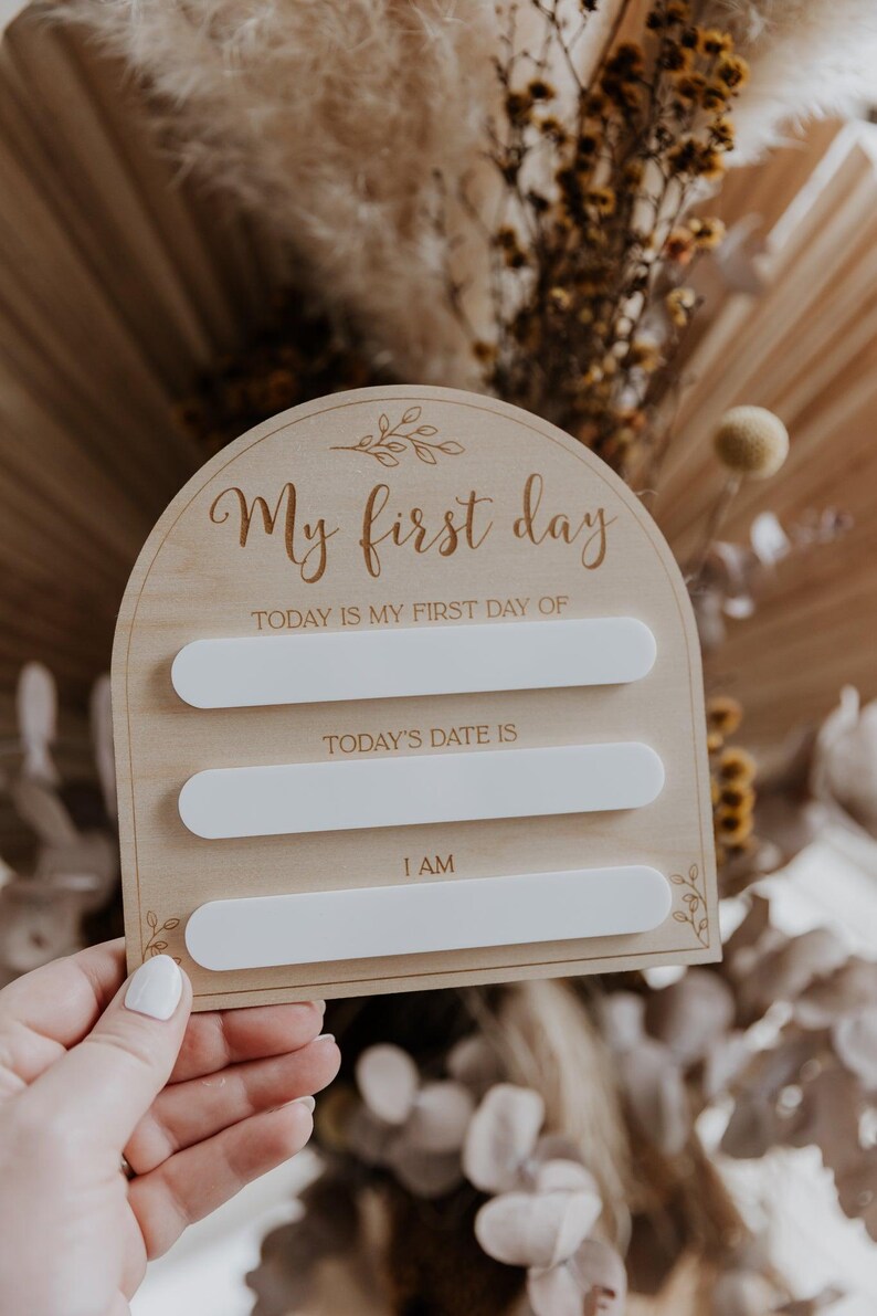 First Day Milestone Board - Leaves Design, Back to School, My First Day ...