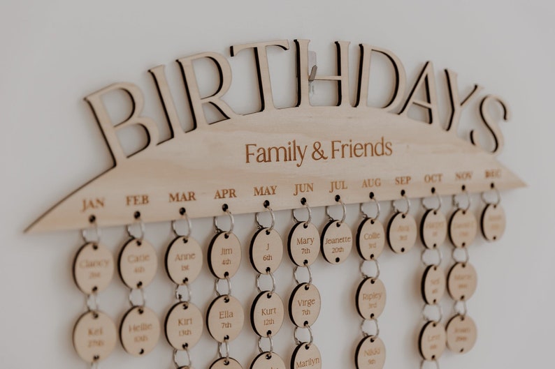 Birthday Calendar Wall Hanging Pine Arch Cutout, Birthdays, Wooden ...