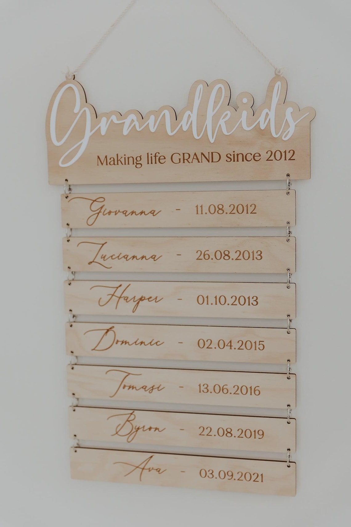 Grandkids Wall Hanging, Grandparent Gift, Grandchildren Birthday Wall ...