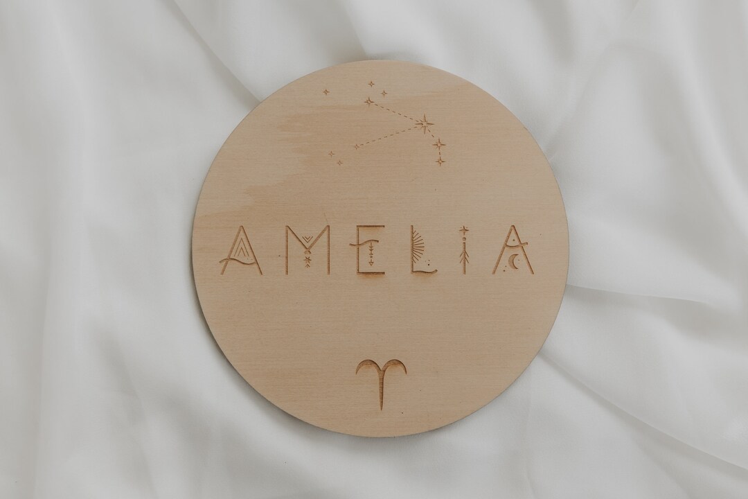 Aries Celestial Zodiac Name Plaque, Kids Room Decor, Star Sign Name ...