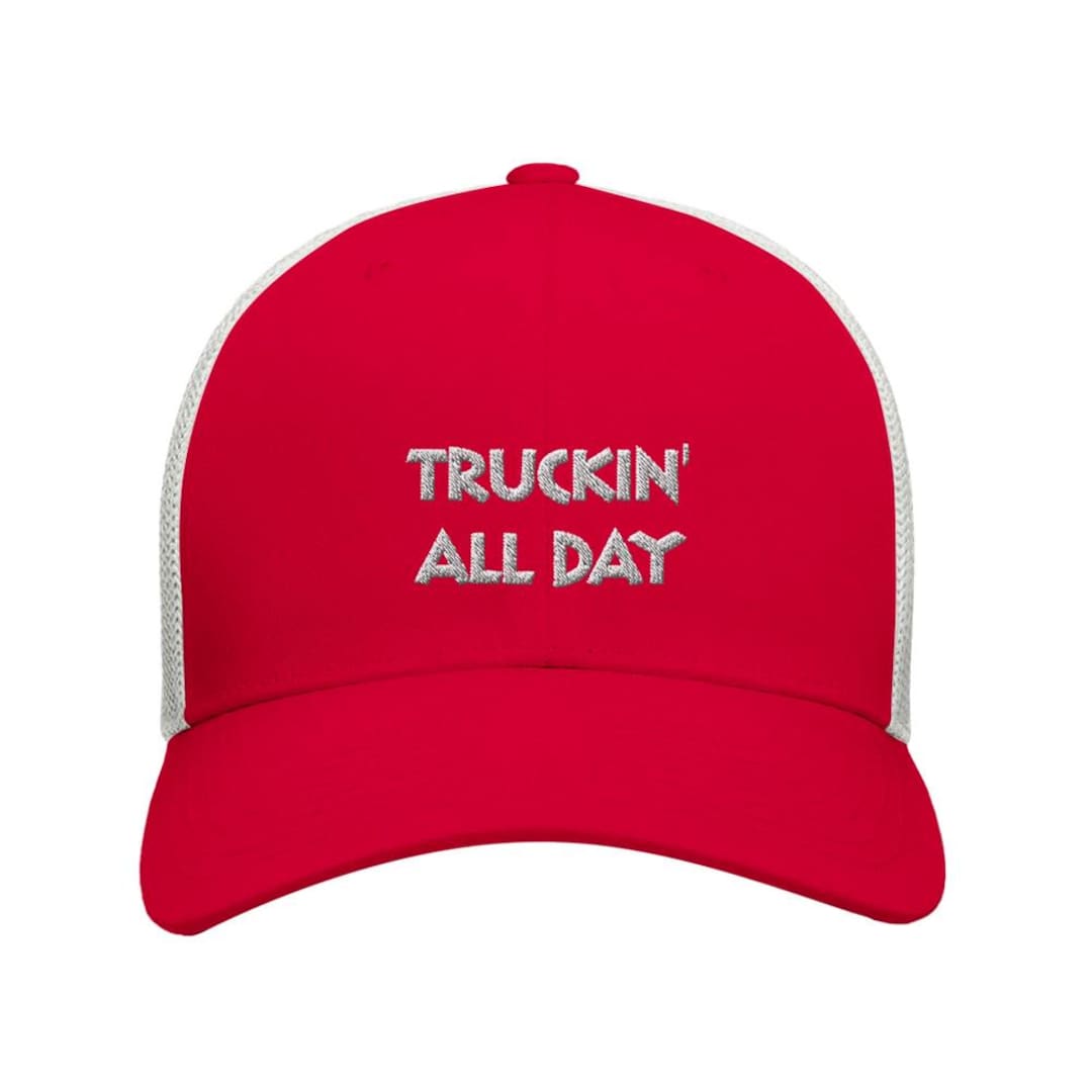 TRUCKIN ALL DAY Trucker Cap Two-tone and Solid Color Retro Mesh-backing ...