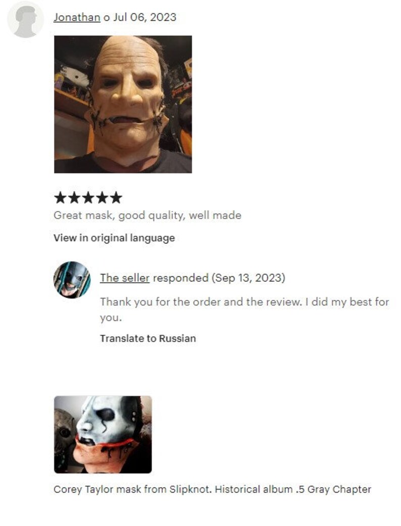 HIT Corey Taylor's Mask From Slipknot. Period Album by .5 Grey Chapter ...