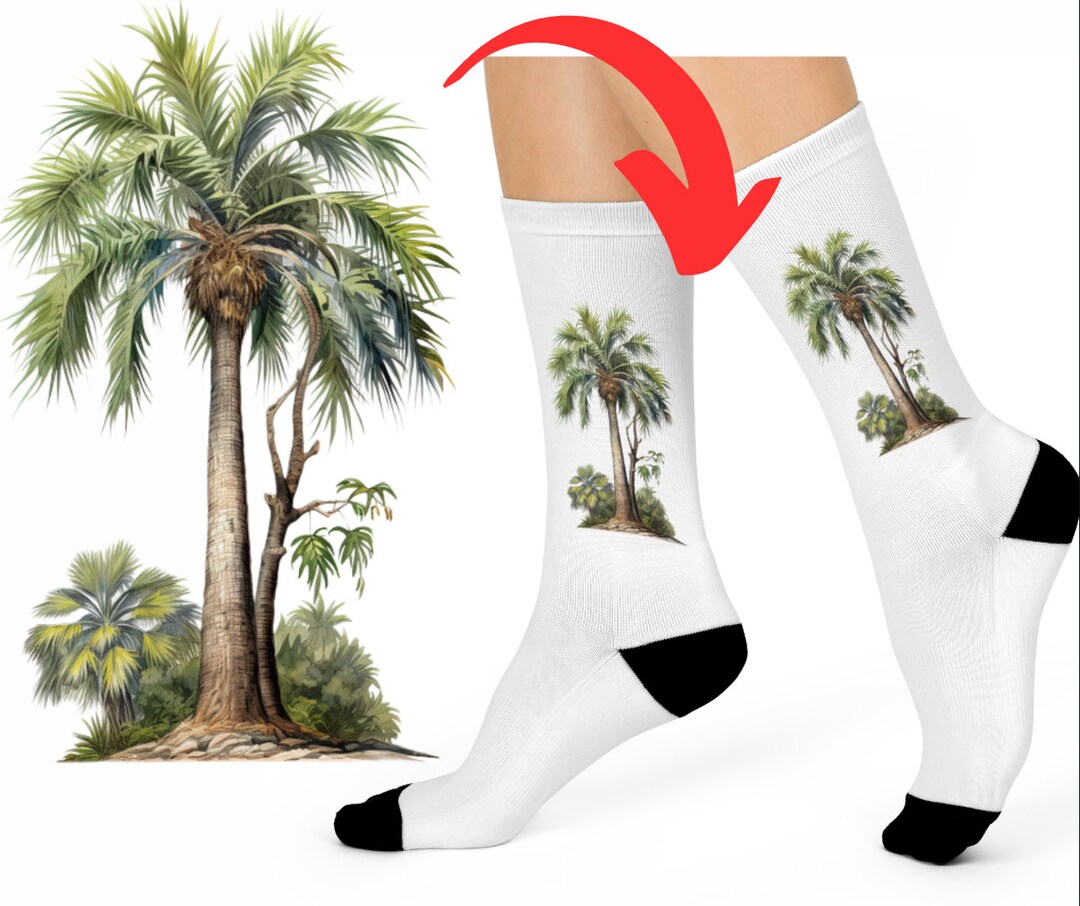 Cool Palm Tree Socks Minimalist AI Art Design, Gift for Nature Lover ...
