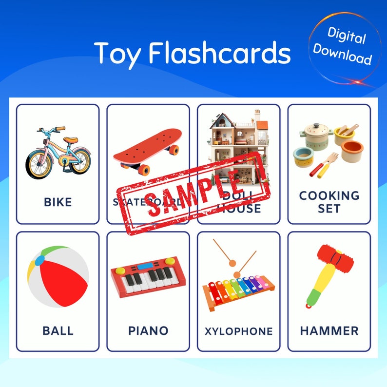 Printable Toy Flashcards, Instant Download, Learning Activity, Homeschool, Preschool ...