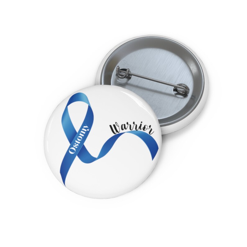 Ostomy Warrior Pin Button, Ostomy Blue Ribbon Pin Button, Ostomy ...