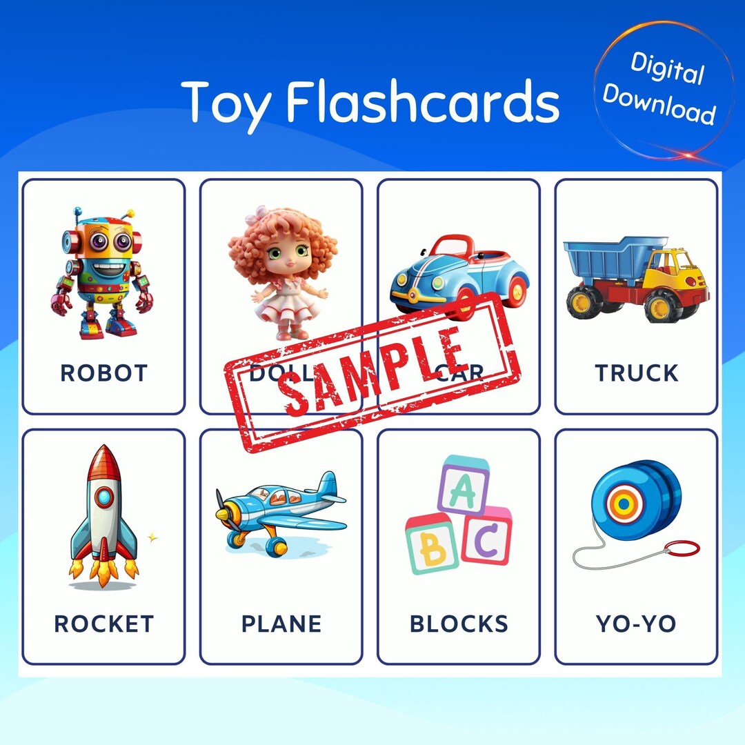 Printable Toy Flashcards, Instant Download, Learning Activity, Homeschool, Preschool ...