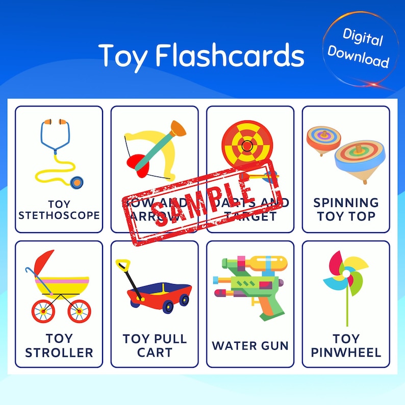 Printable Toy Flashcards, Instant Download, Learning Activity, Homeschool, Preschool ...