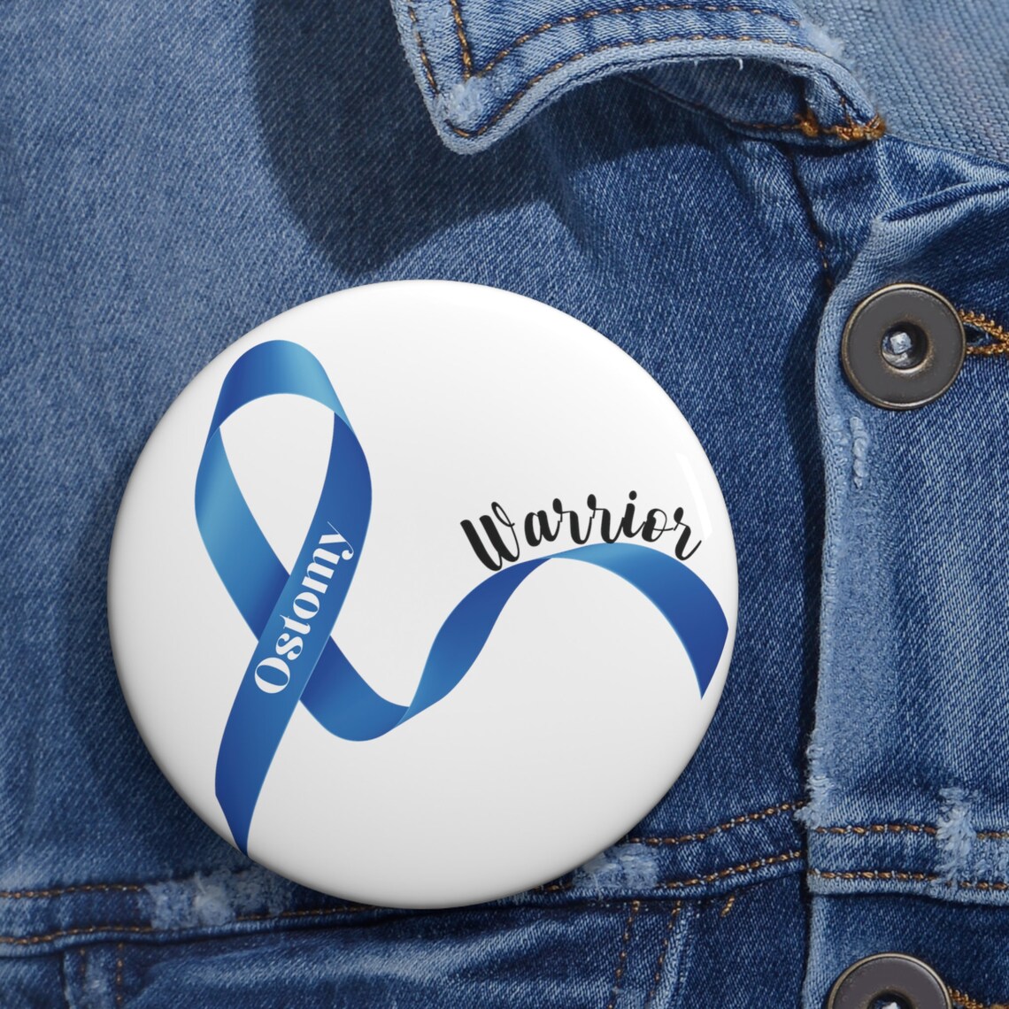 Ostomy Warrior Pin Button, Ostomy Blue Ribbon Pin Button, Ostomy ...