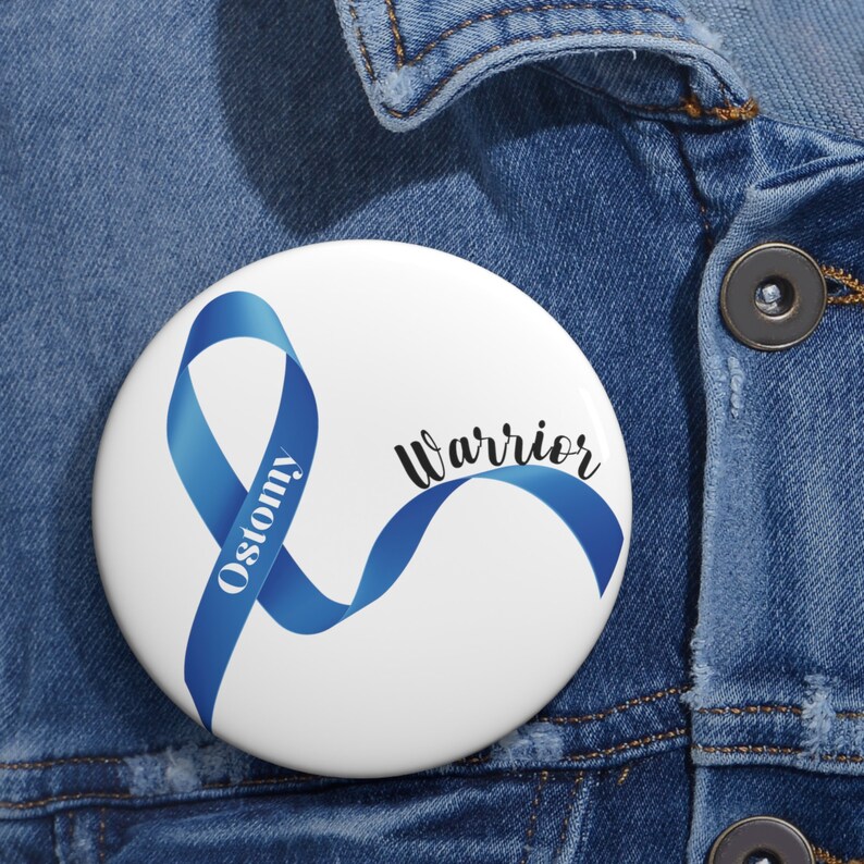 Ostomy Warrior Pin Button, Ostomy Blue Ribbon Pin Button, Ostomy ...