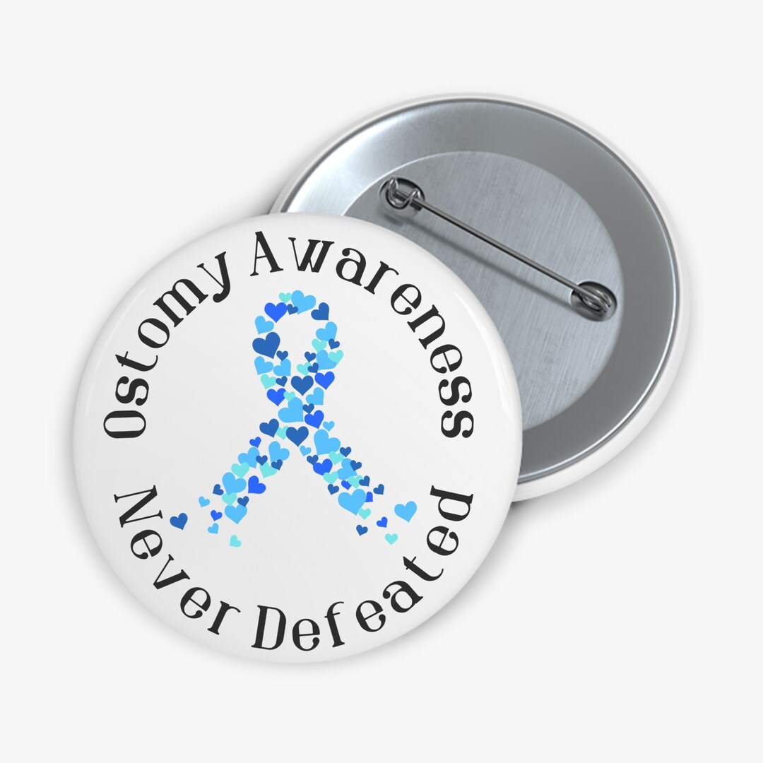 Ostomy Never Defeated Pin Button, Ostomy Awareness Pin Button, Ostomy ...