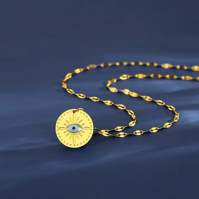 Stainless Steel Turkish Evil Eye Talisman Pendant Necklace - Etsy