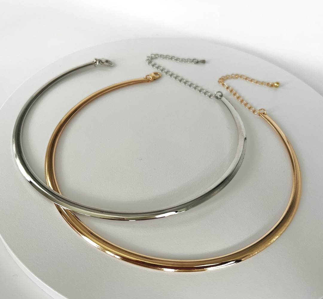 18K Gold Plated Collar Necklace | Minimalist Choker - Etsy