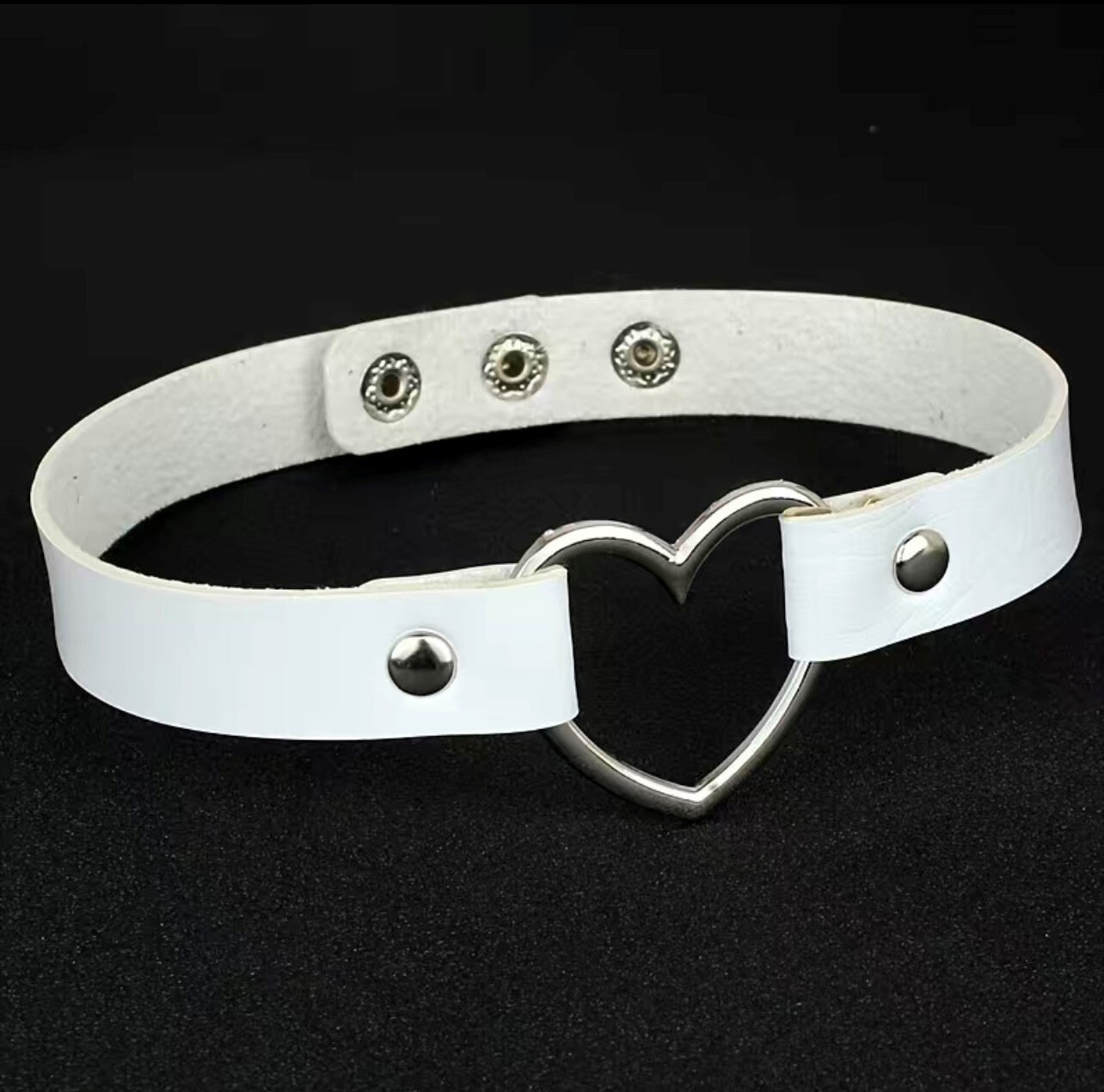 Red PU Leather Heart Choker Navy Blue Heart Choker Trendy Leather Punk ...
