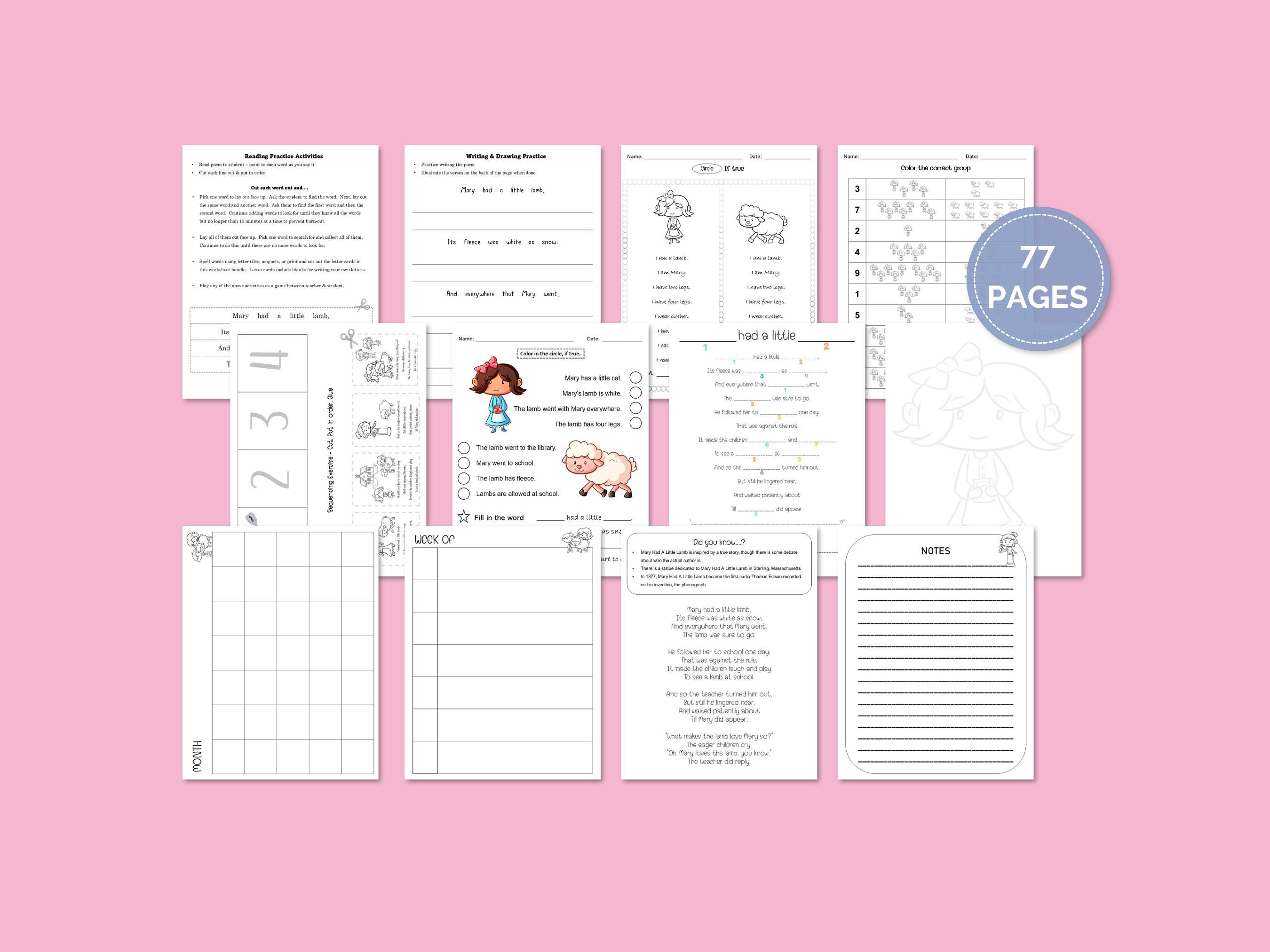 Nursery Rhyme Quiet Book, Preschool Worksheet Busy Book, Color by ...