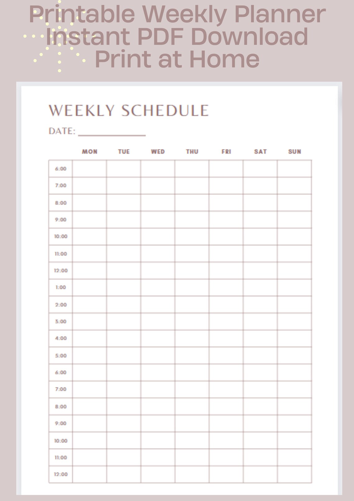 Hourly Weekly Schedule/planner Printable portrait, Weekly to Do List - Etsy