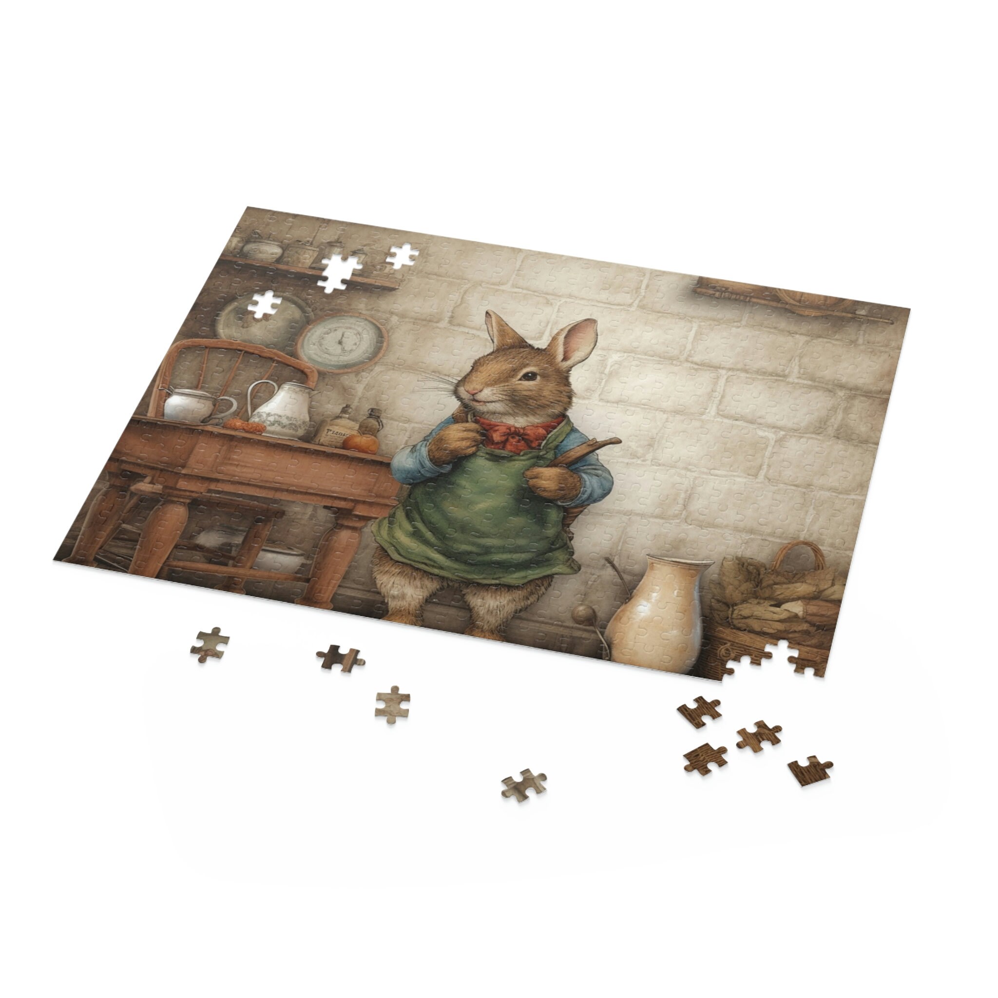 Rabbit Jigsaw Puzzle Whimsical Kitchen Capers Rabbit Chef in Vintage ...