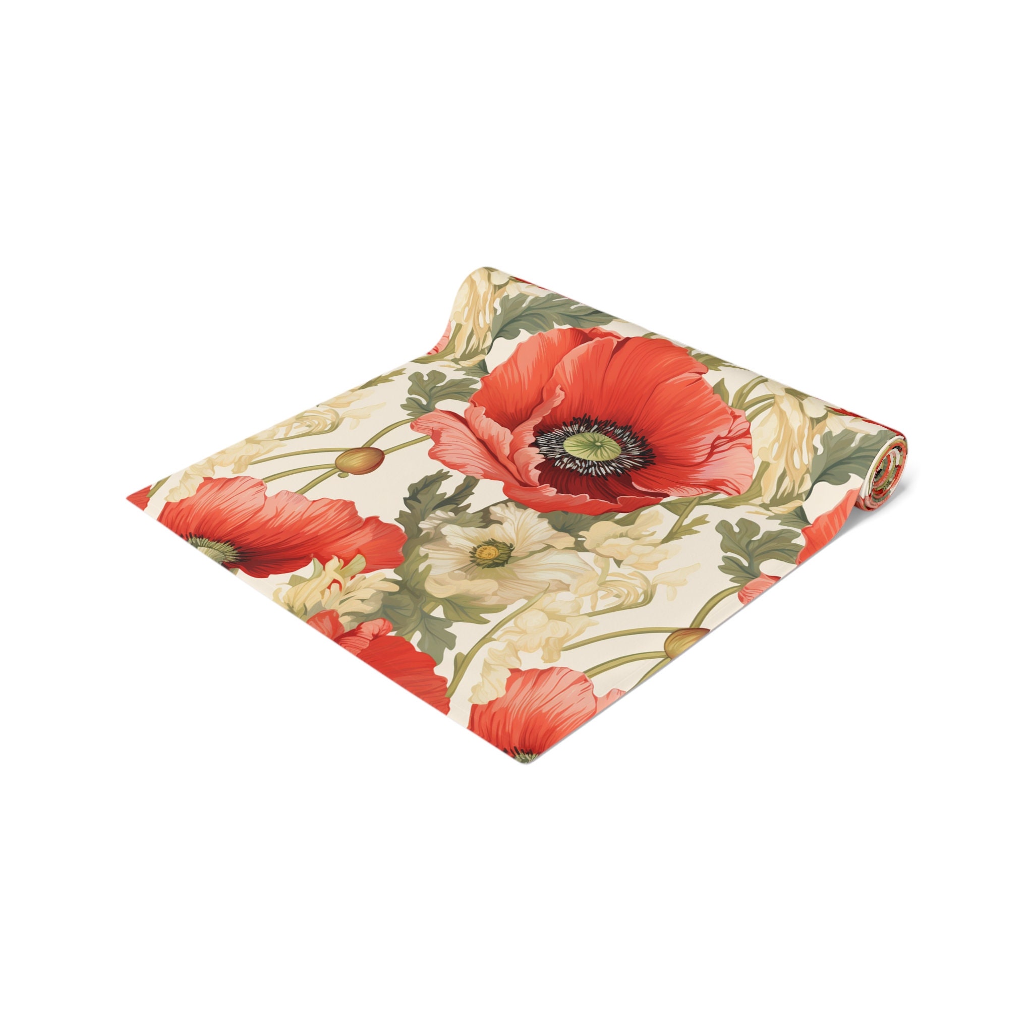 Whimsical Summer Poppies Floral Table Runner, Vibrant Flower Decor ...