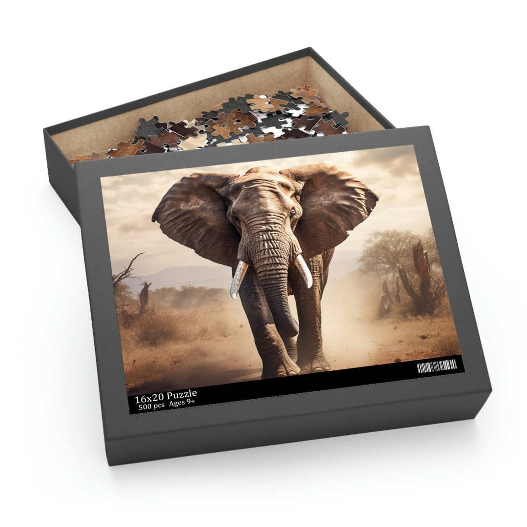 Jigsaw Puzzle: Elephant in the African Savanna Brain Exercise, Family ...