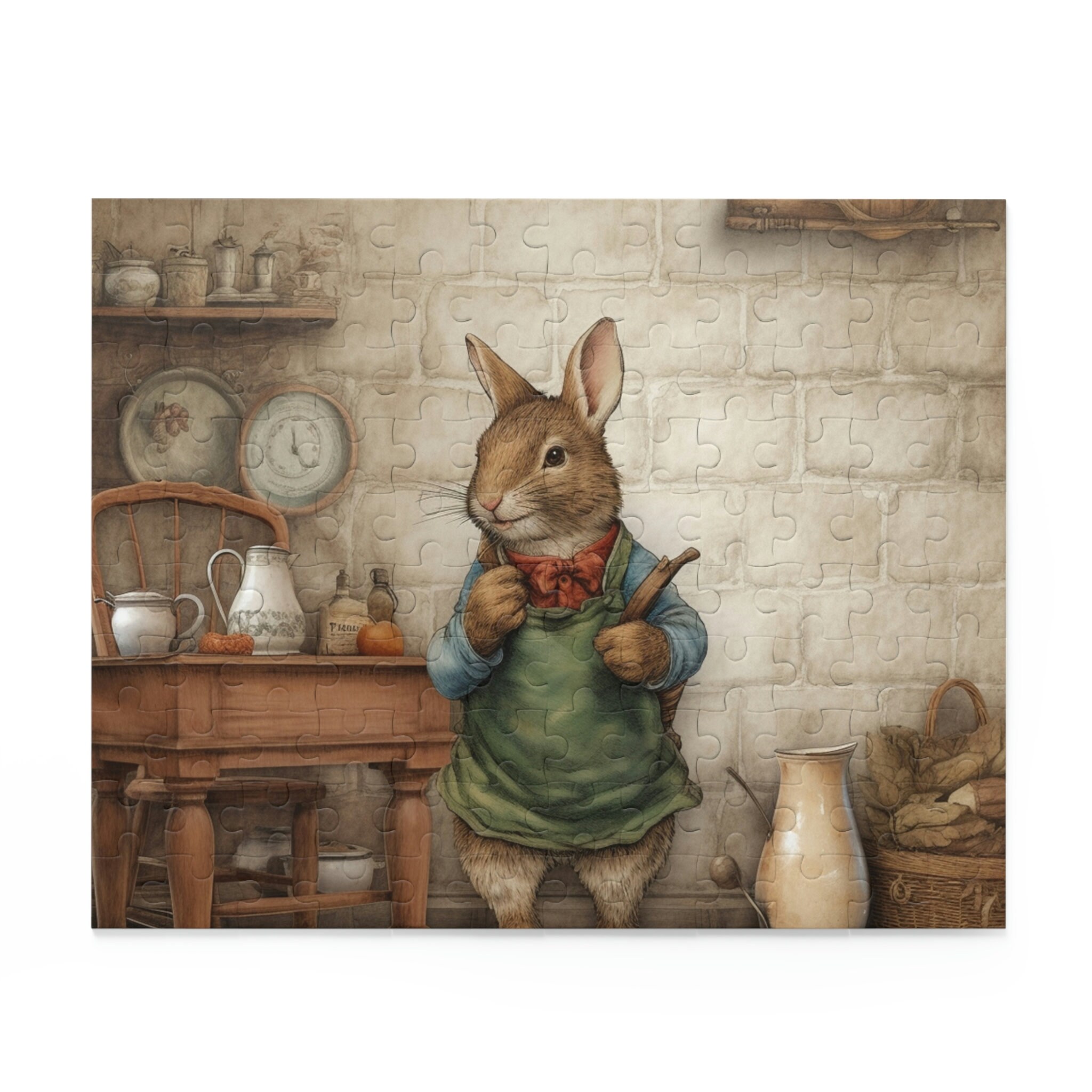 Rabbit Jigsaw Puzzle Whimsical Kitchen Capers Rabbit Chef in Vintage ...