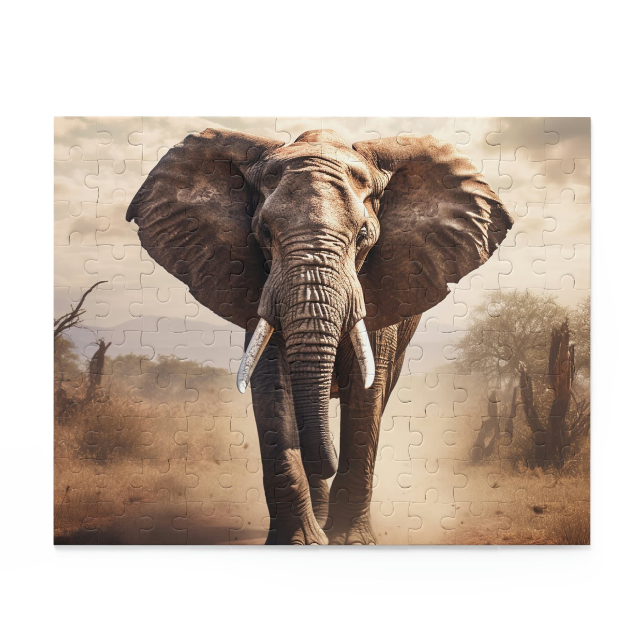 Jigsaw Puzzle: Elephant in the African Savanna Brain Exercise, Family ...