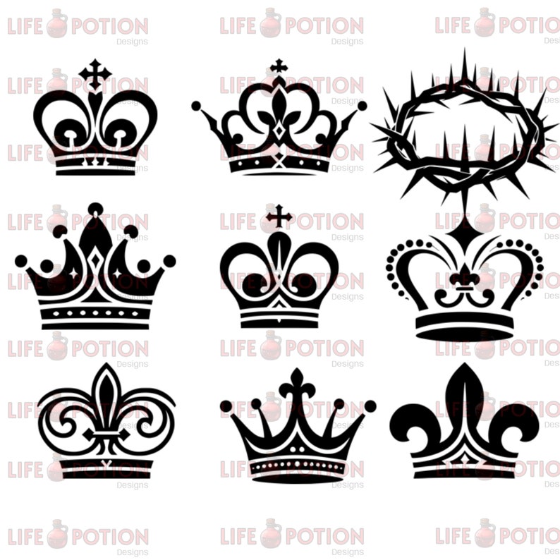 Royal Crown SVG Bundle 3, 56 Monograms Templates in SVG and PNG Format ...