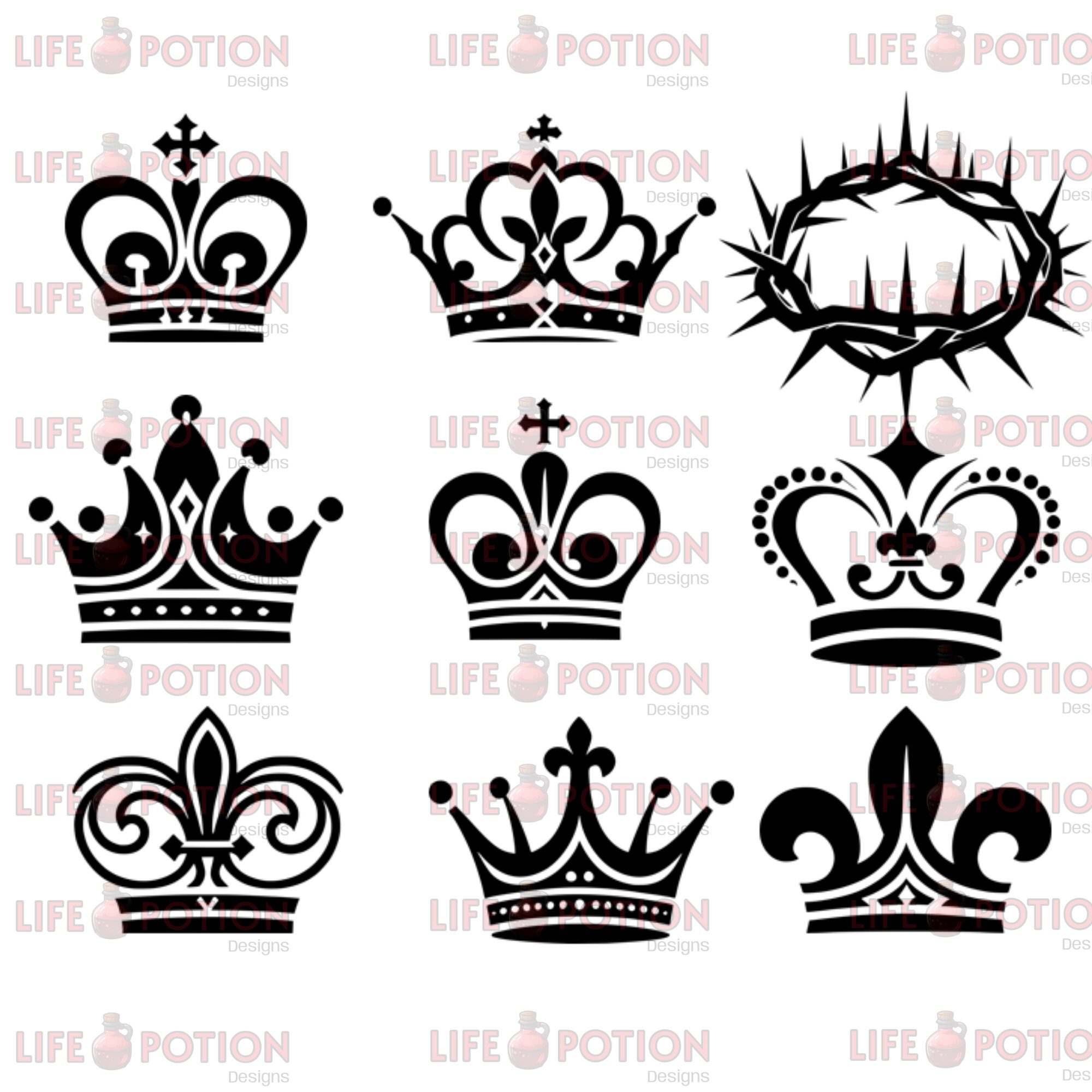Royal Crown SVG Bundle 3, 56 Monograms Templates in SVG and PNG Format ...
